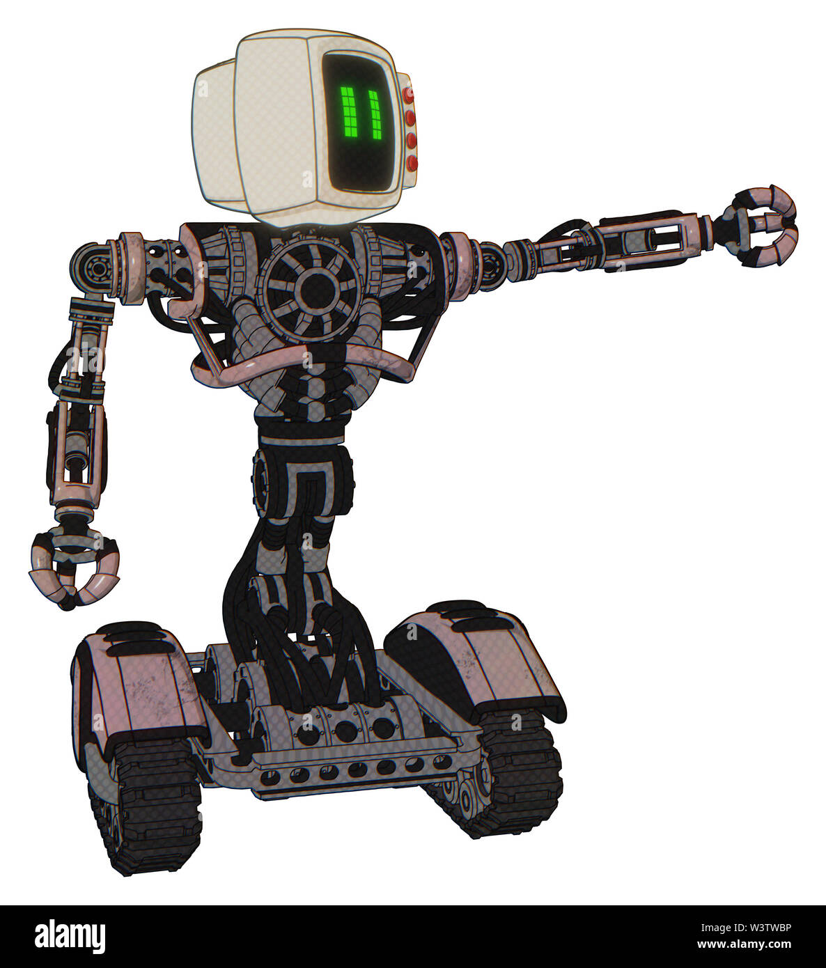 Bot containing elements: old computer monitor, pixel line eyes, red ...
