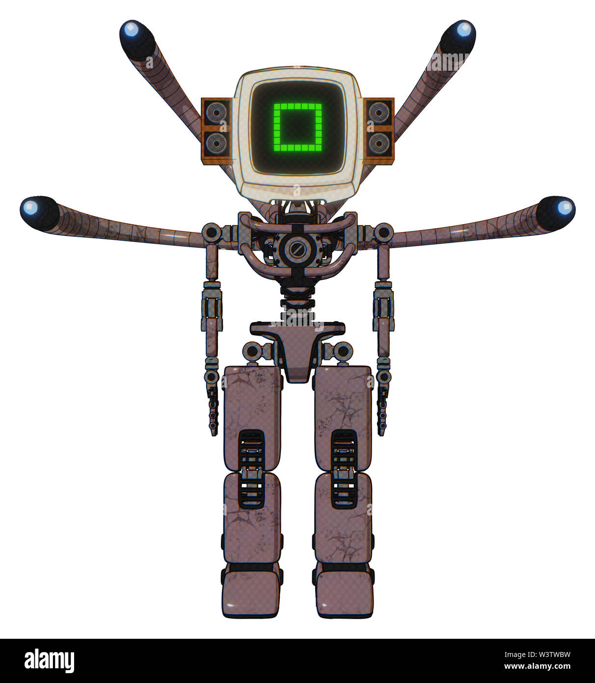 Droid containing elements: old computer monitor, pixel square design ...