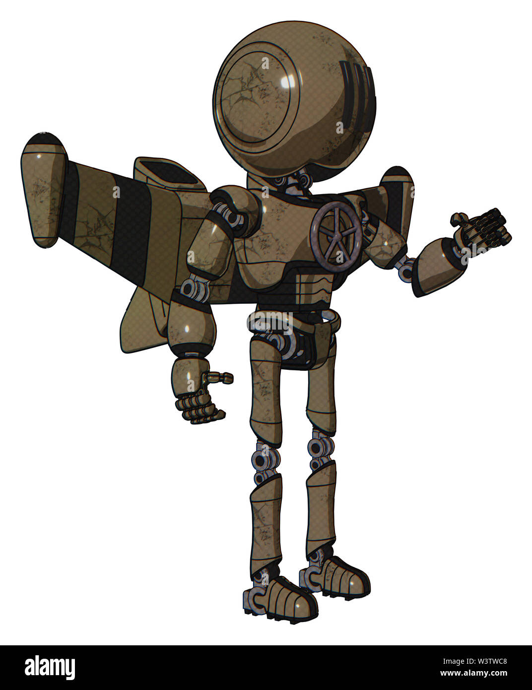 Bot containing elements: round head, three lens sentinel visor, light ...