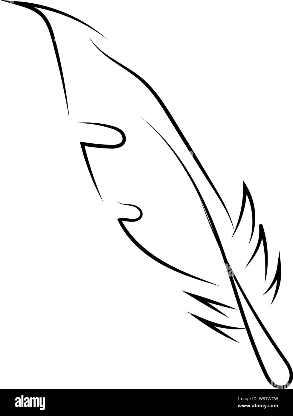 Feather sketch, illustration, vector on white background Stock Vector ...