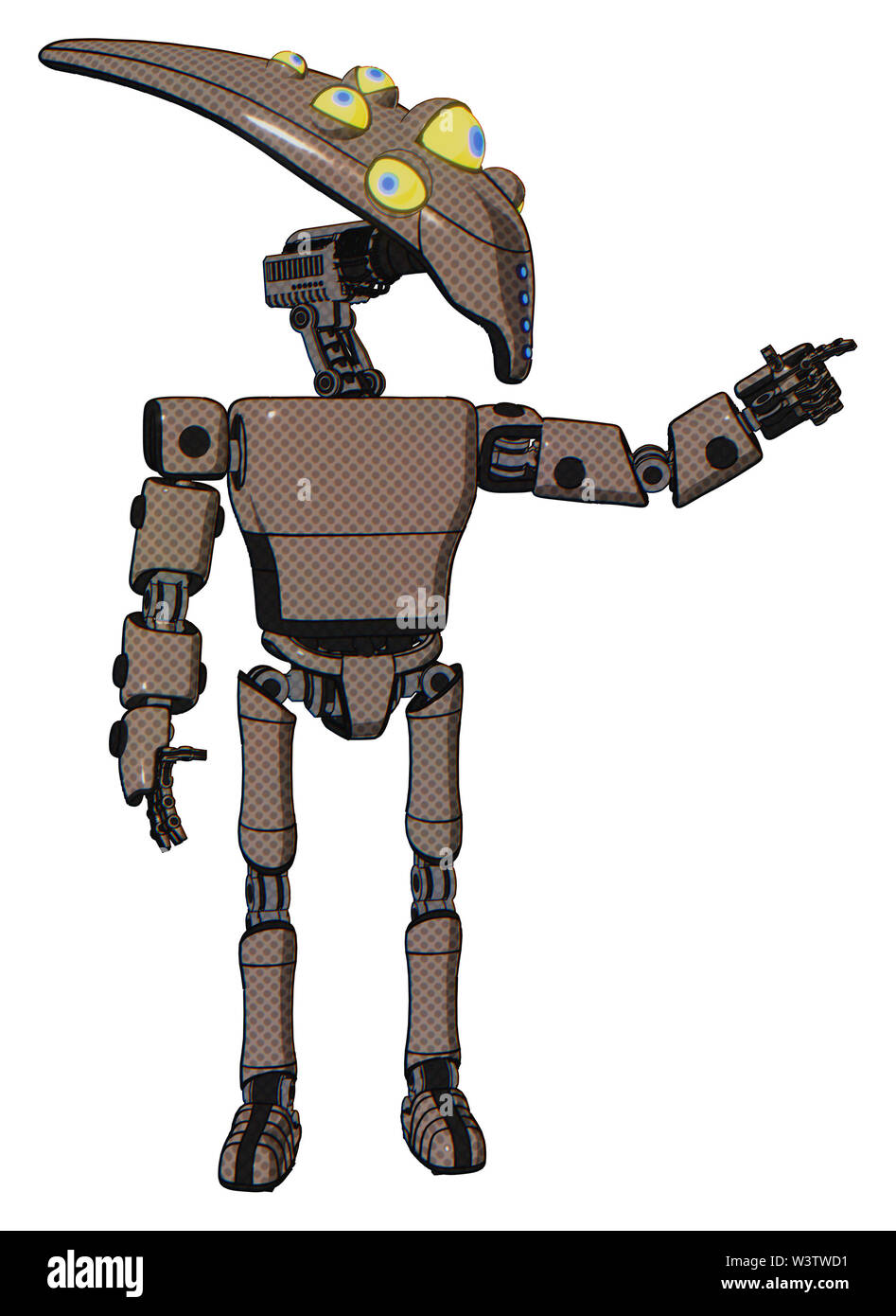 Automaton containing elements: flat elongated skull head, yellow ...