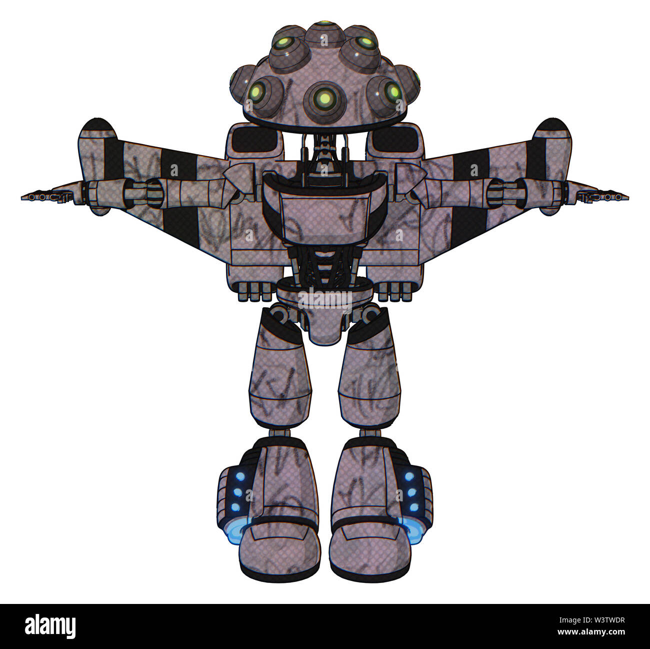 Automaton containing elements: many robo-eye domehead design, light ...