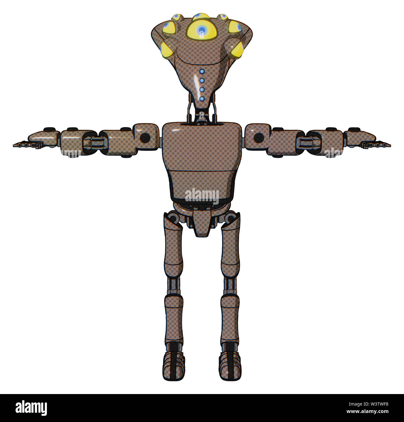 Automaton containing elements: flat elongated skull head, yellow ...