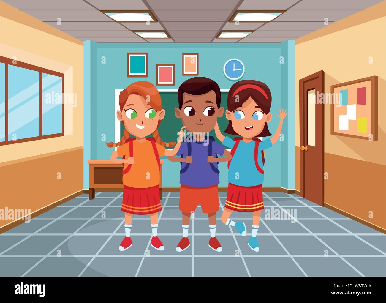 childhood cute school students cartoon Stock Vector Image & Art - Alamy