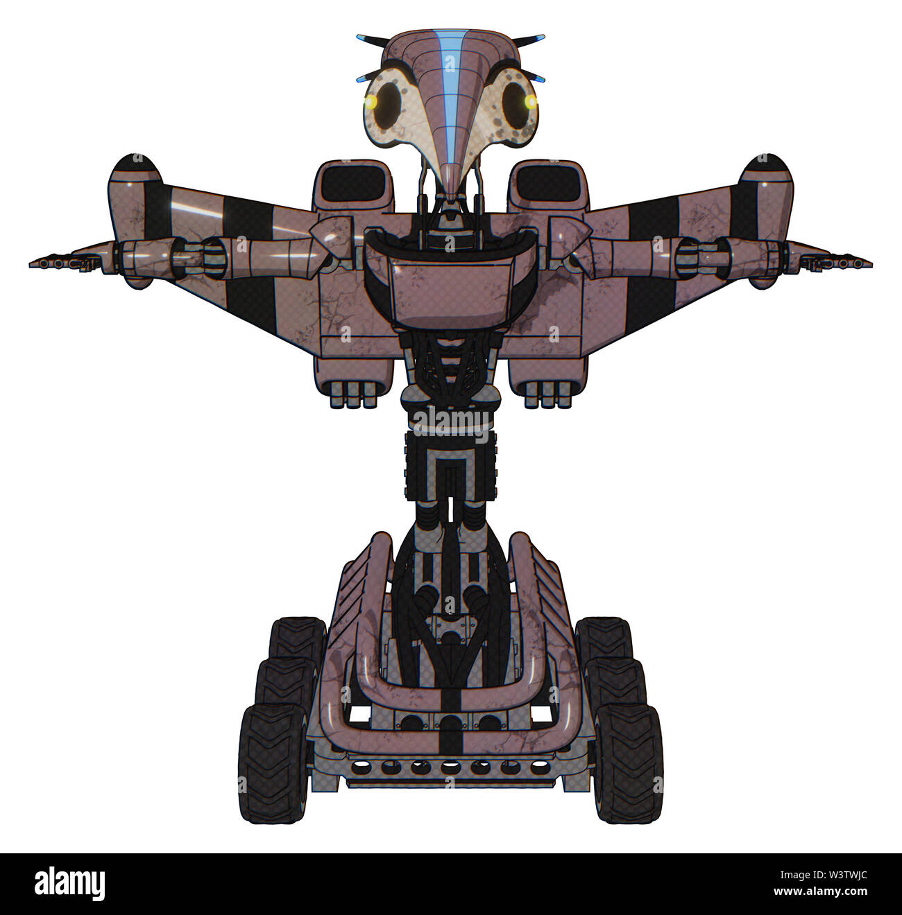 Mech containing elements: bird skull head, yellow led protruding eyes ...