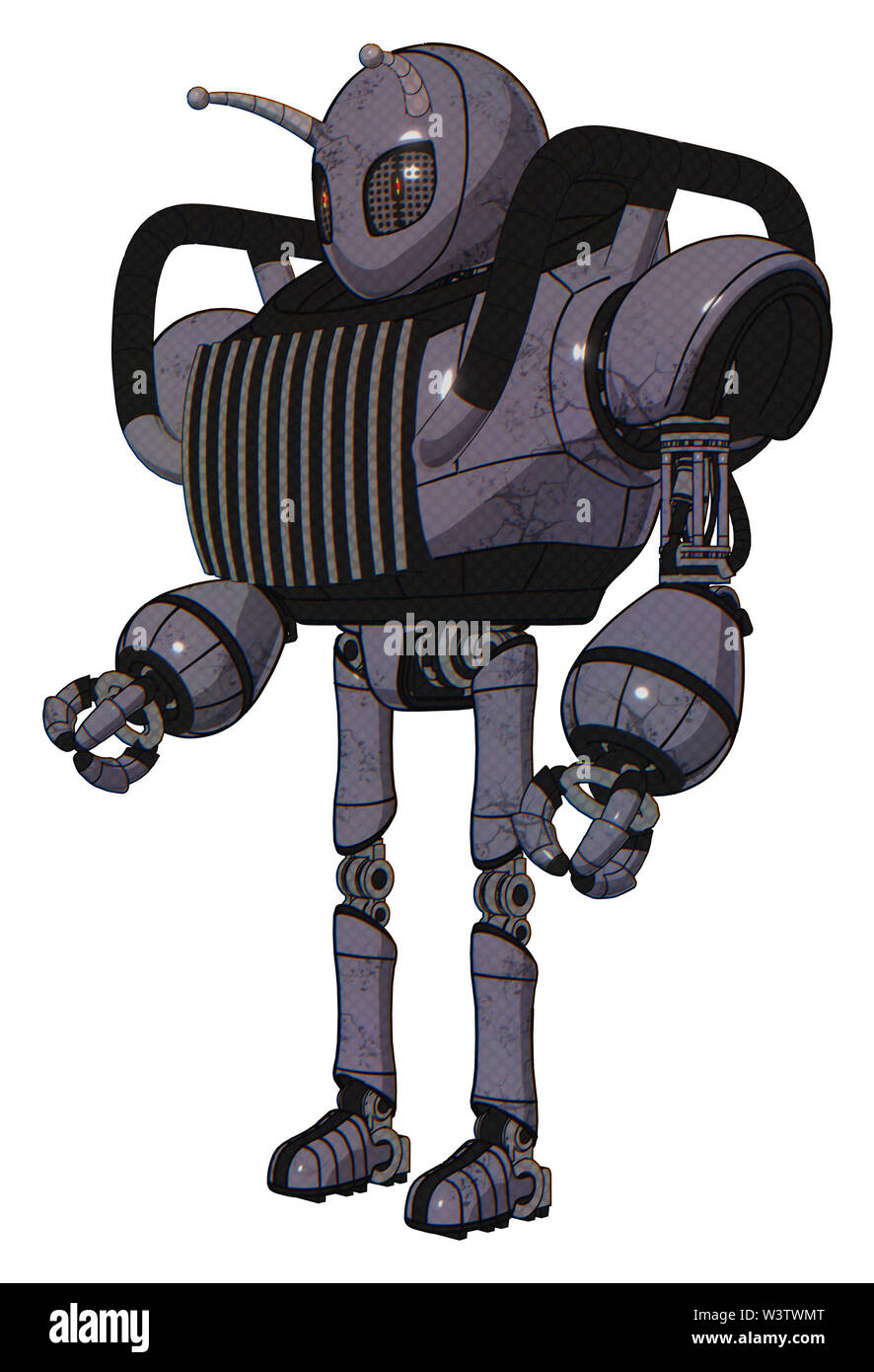 Robot containing elements: grey alien style head, metal grate eyes, bug ...