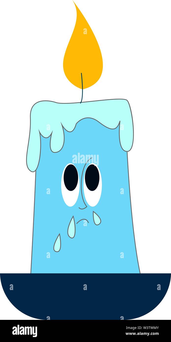 Sad blue candle, illustration, vector on white background Stock Vector ...