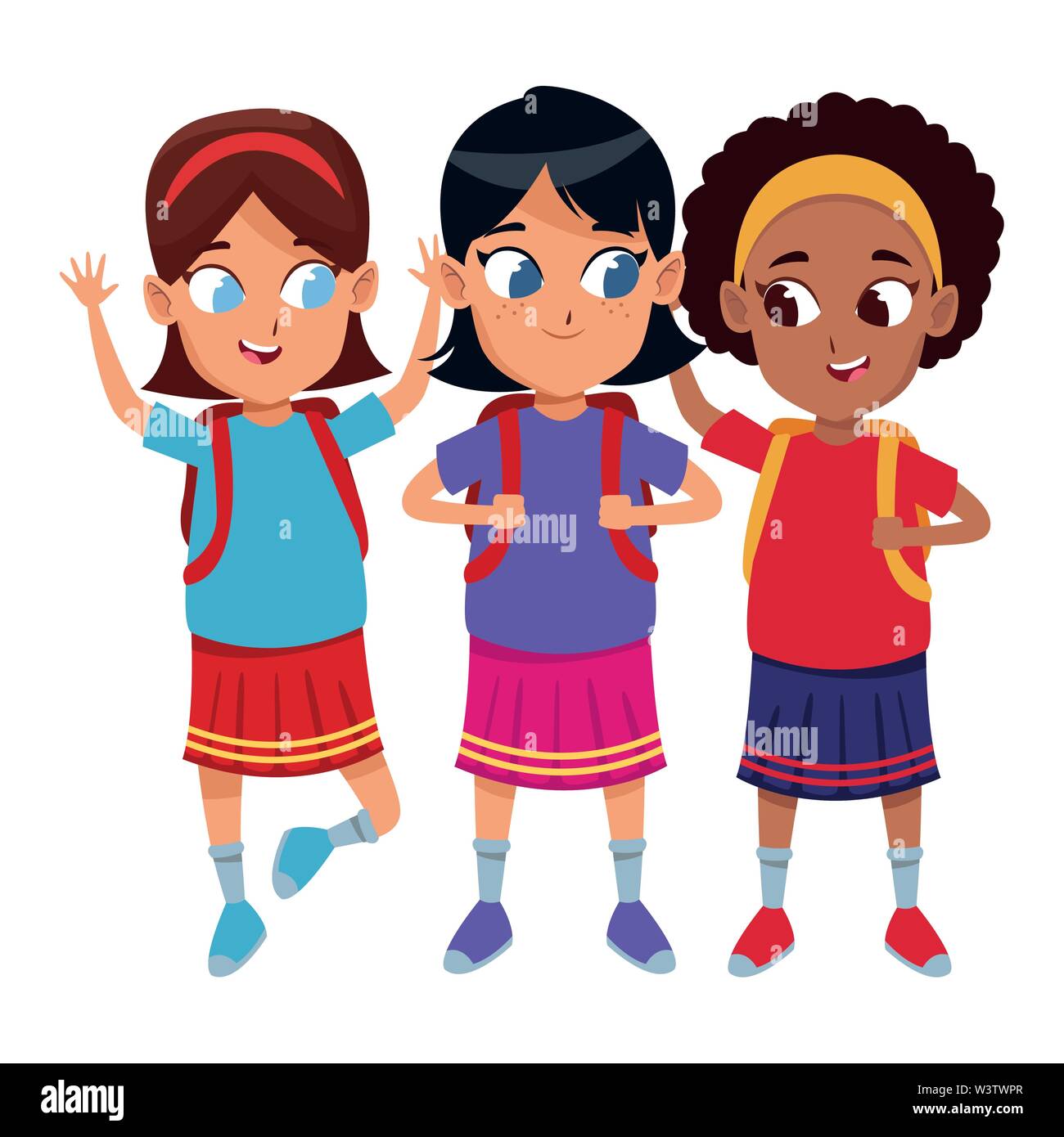 childhood adorable students girls cartoon Stock Vector Image & Art - Alamy