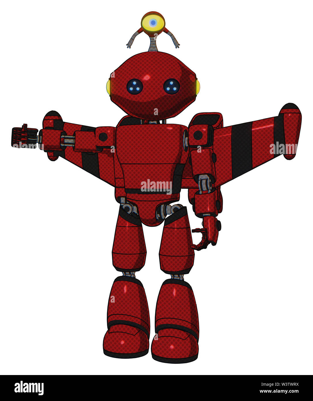 Cyborg containing elements: oval wide head, blue led eyes, minibot ...