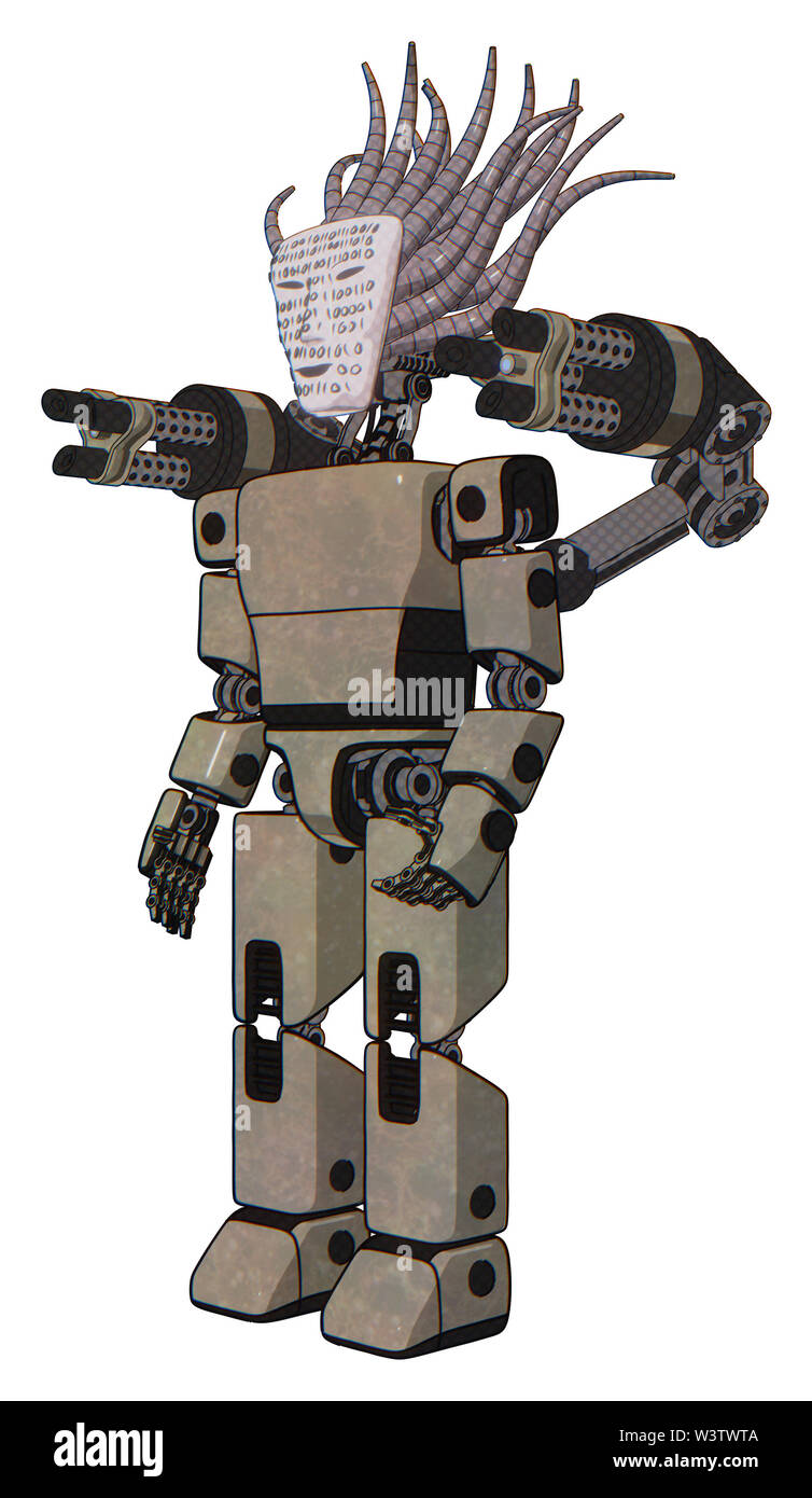 Automaton containing elements: humanoid face mask, binary war paint ...