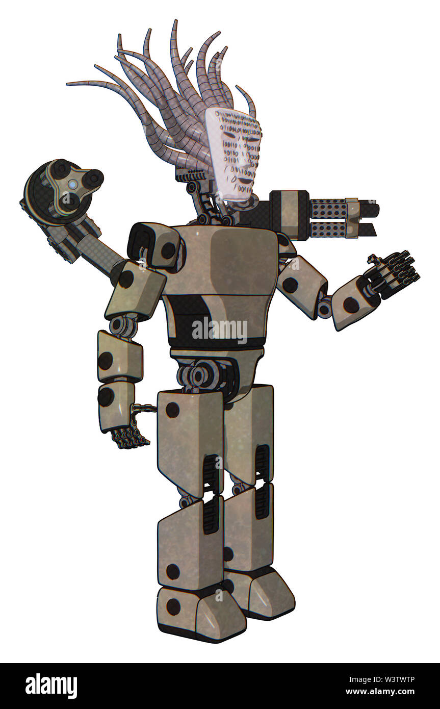 Automaton containing elements: humanoid face mask, binary war paint ...