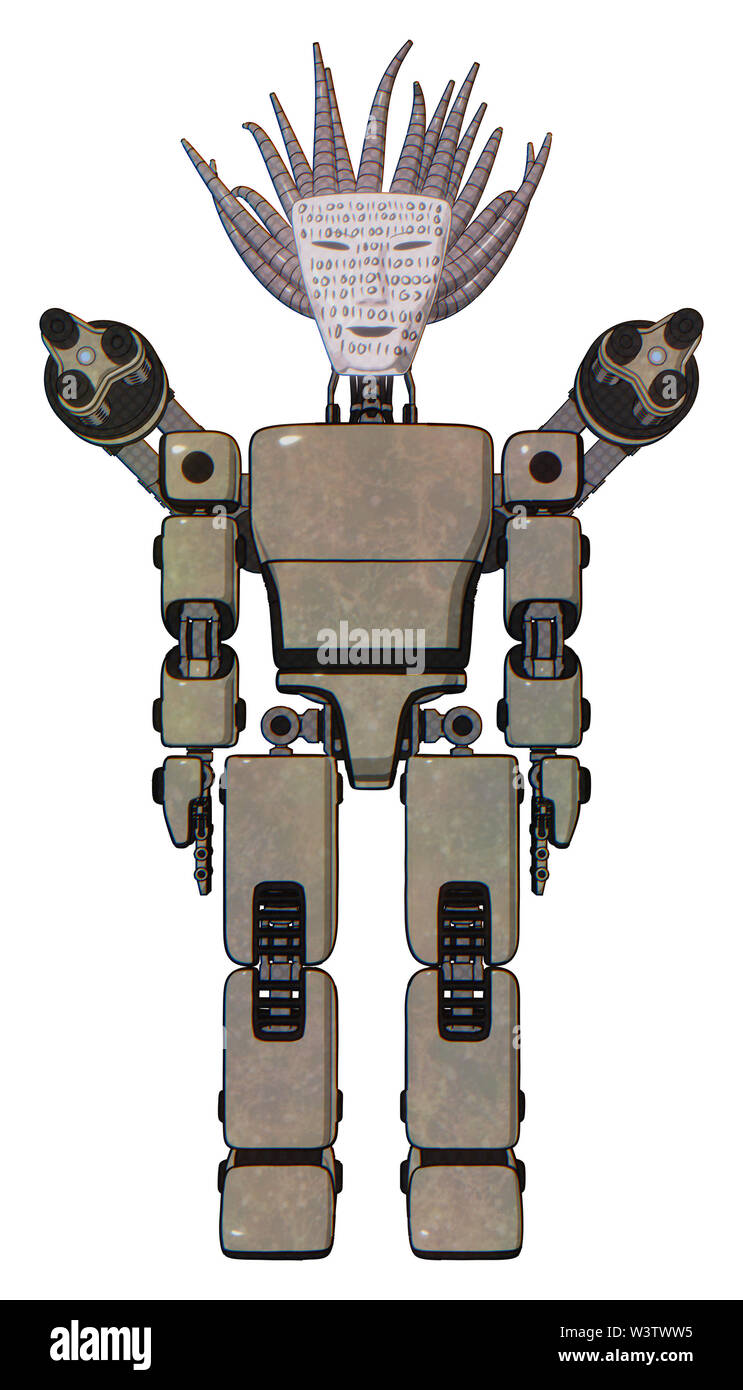Automaton containing elements: humanoid face mask, binary war paint ...