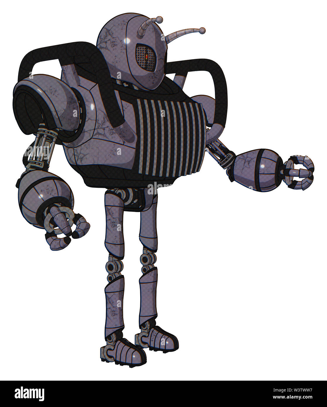 Robot containing elements: grey alien style head, metal grate eyes, bug ...