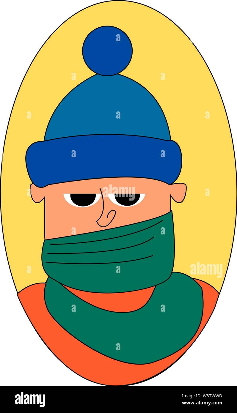 Boy wearing a blue hat, illustration, vector on white background Stock ...