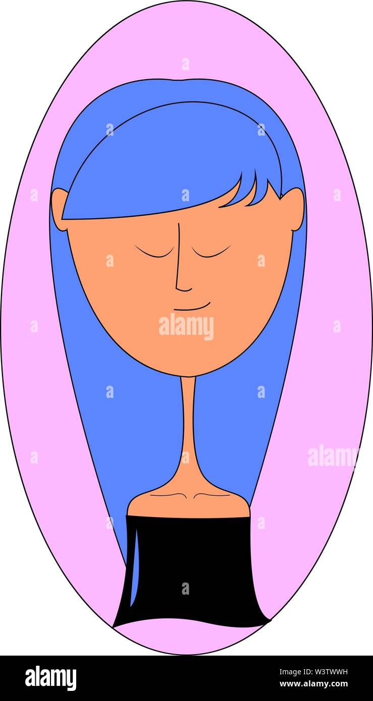 Cute blue haired girl, illustration, vector on white background Stock ...
