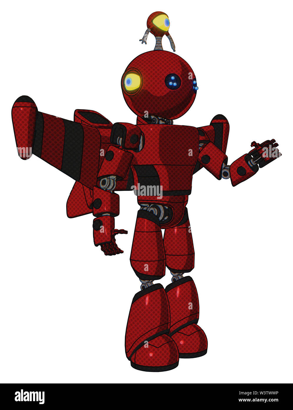 Cyborg containing elements: oval wide head, blue led eyes, minibot ...