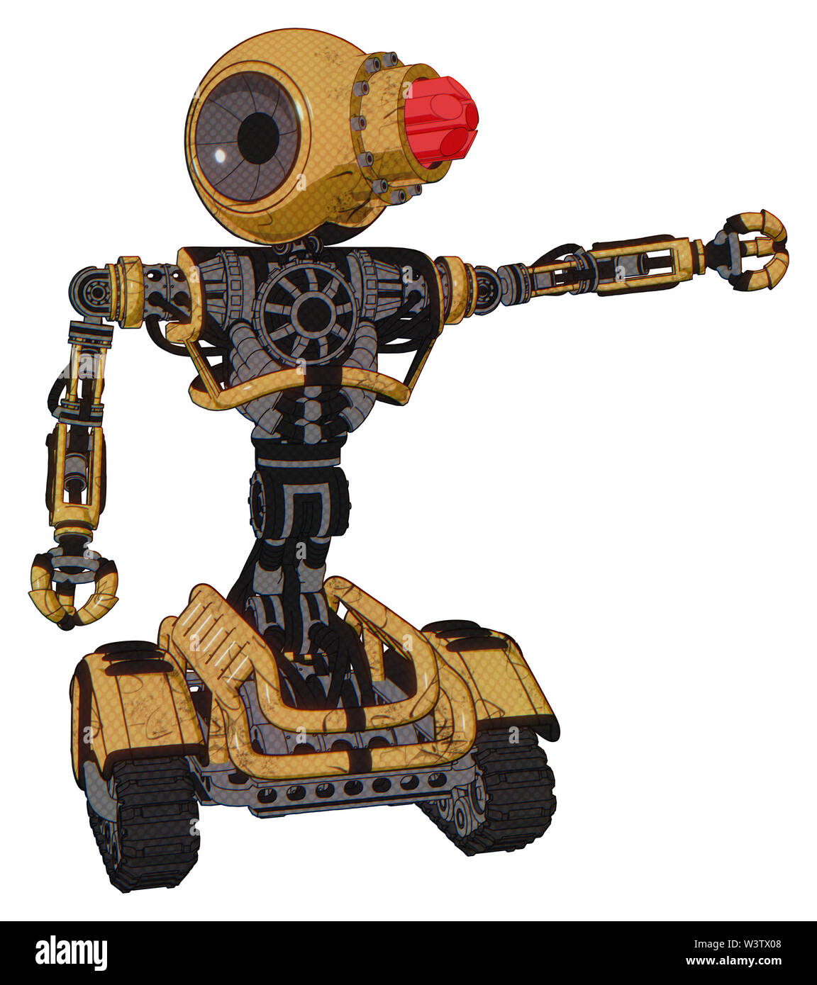 Robot containing elements: round head, red laser crystal array, heavy ...