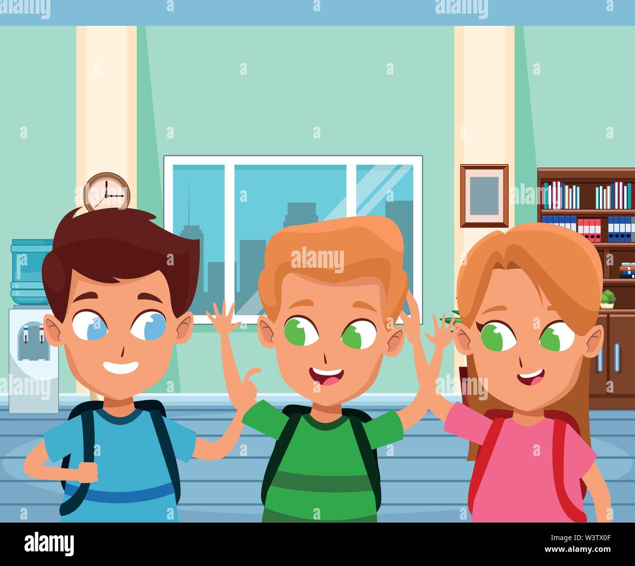 childhood cute school students cartoon Stock Vector Image & Art - Alamy