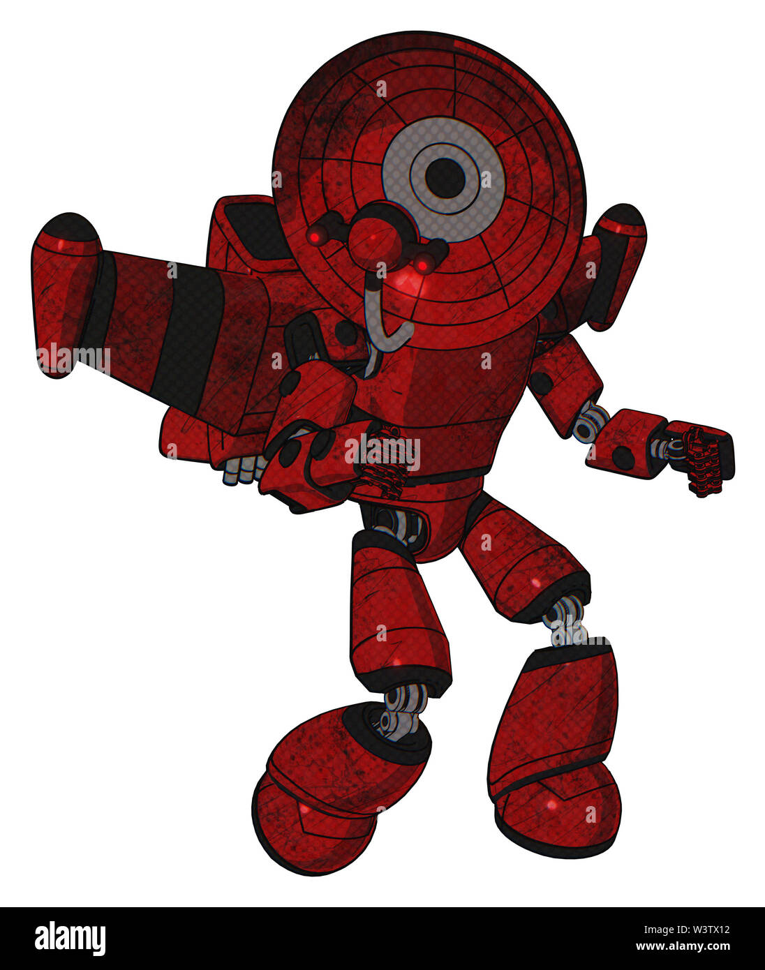 Cyborg containing elements: dual retro camera head, satellite dish head ...