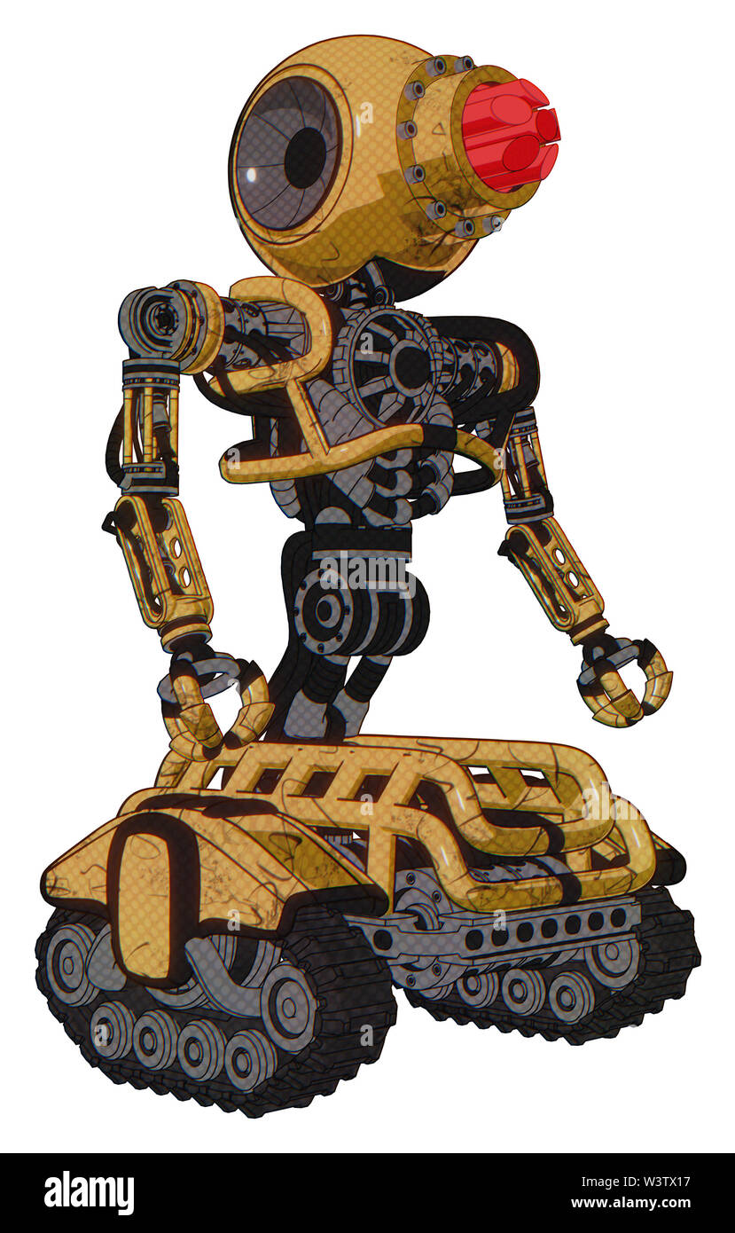 Robot containing elements: round head, red laser crystal array, heavy ...