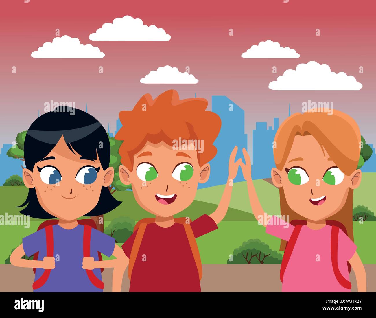 childhood cute school students cartoon Stock Vector Image & Art - Alamy