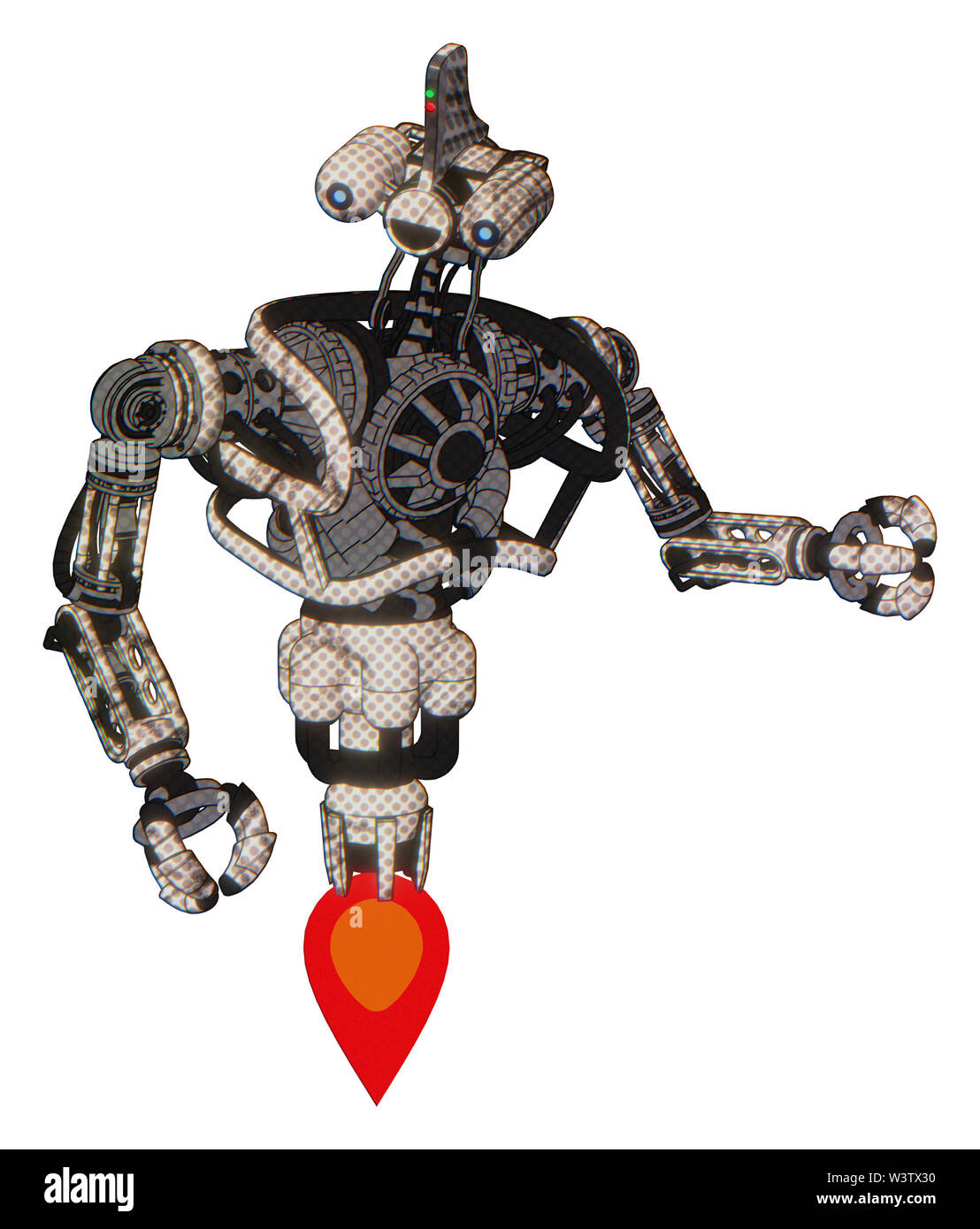 Droid containing elements: dual retro camera head, reversed fin head ...