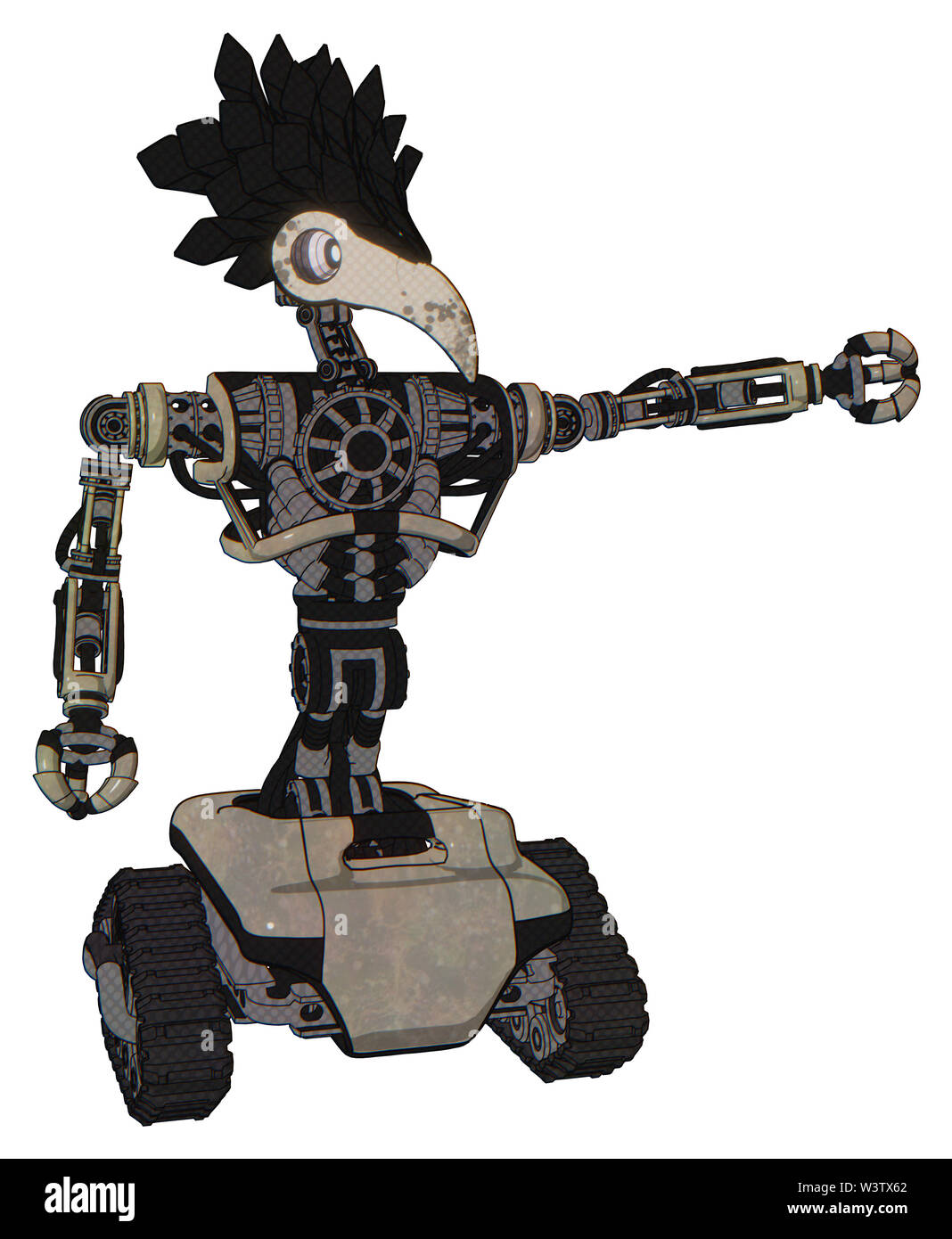 Cyborg containing elements: bird skull head, white eyeballs, crow ...