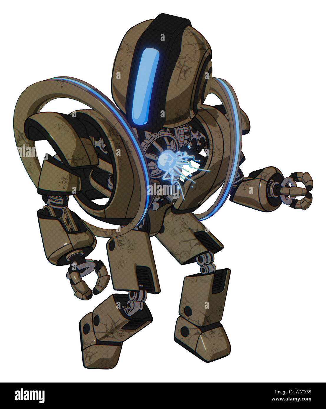 Droid containing elements: round head, large vertical visor, heavy ...