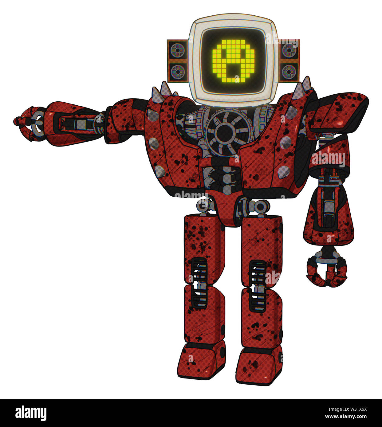 Bot containing elements: old computer monitor, yellow pixel face ...