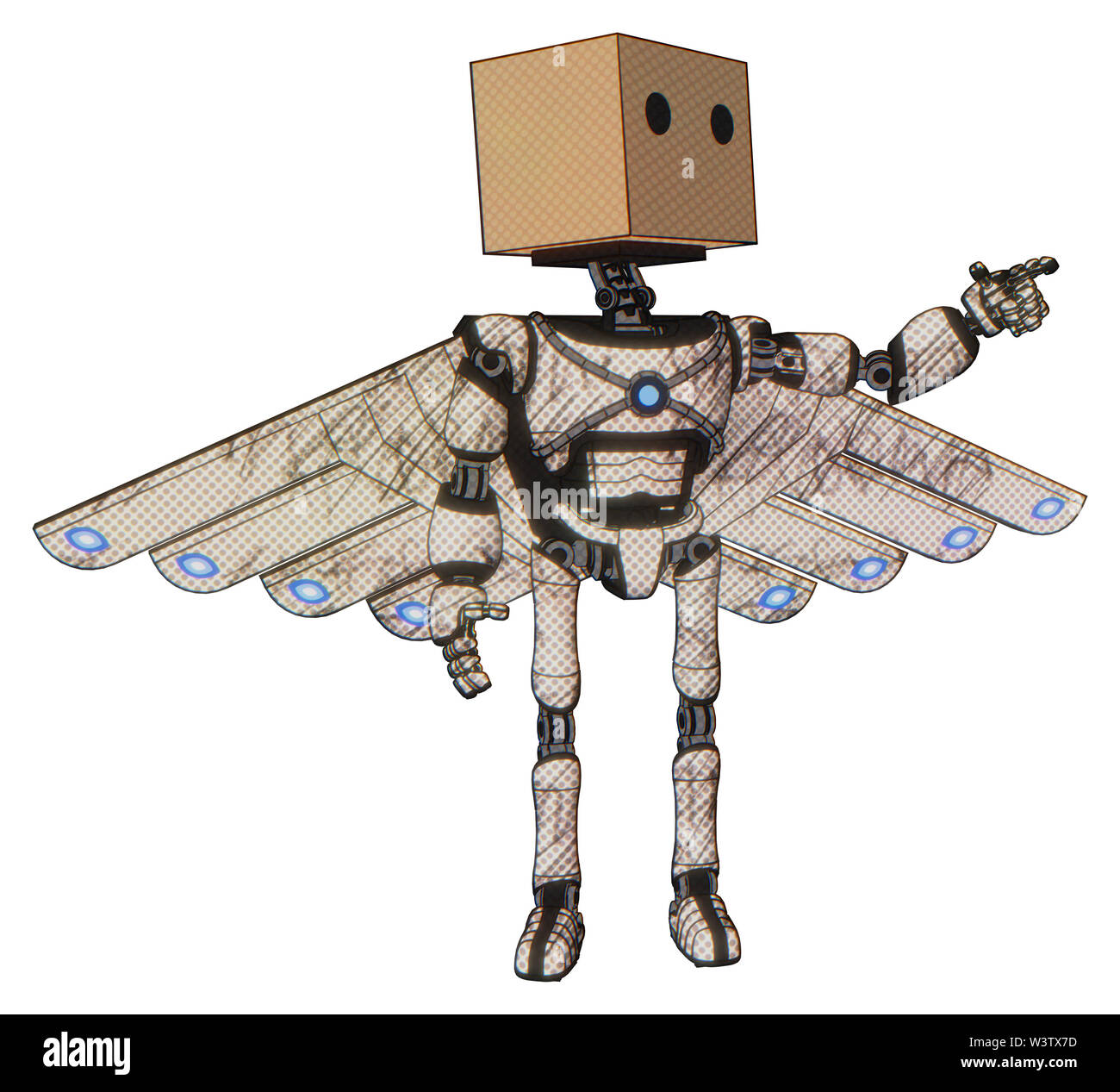 Bot containing elements: dual retro camera head, cardboard box head ...