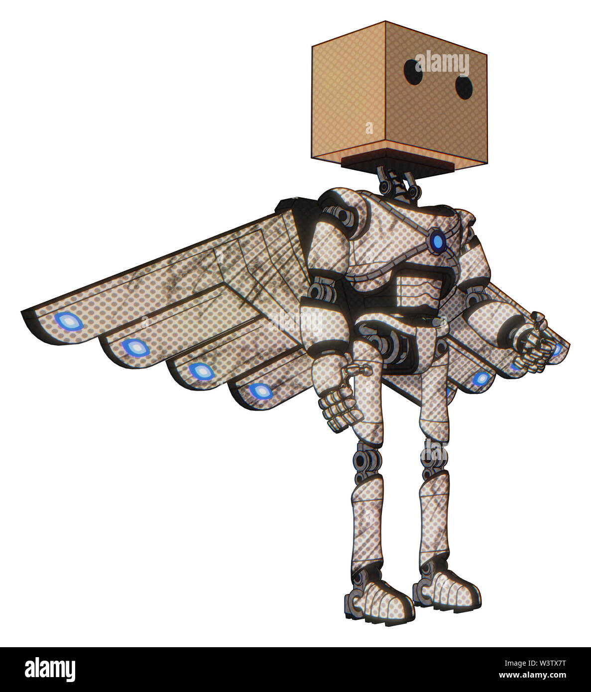 Bot containing elements: dual retro camera head, cardboard box head ...