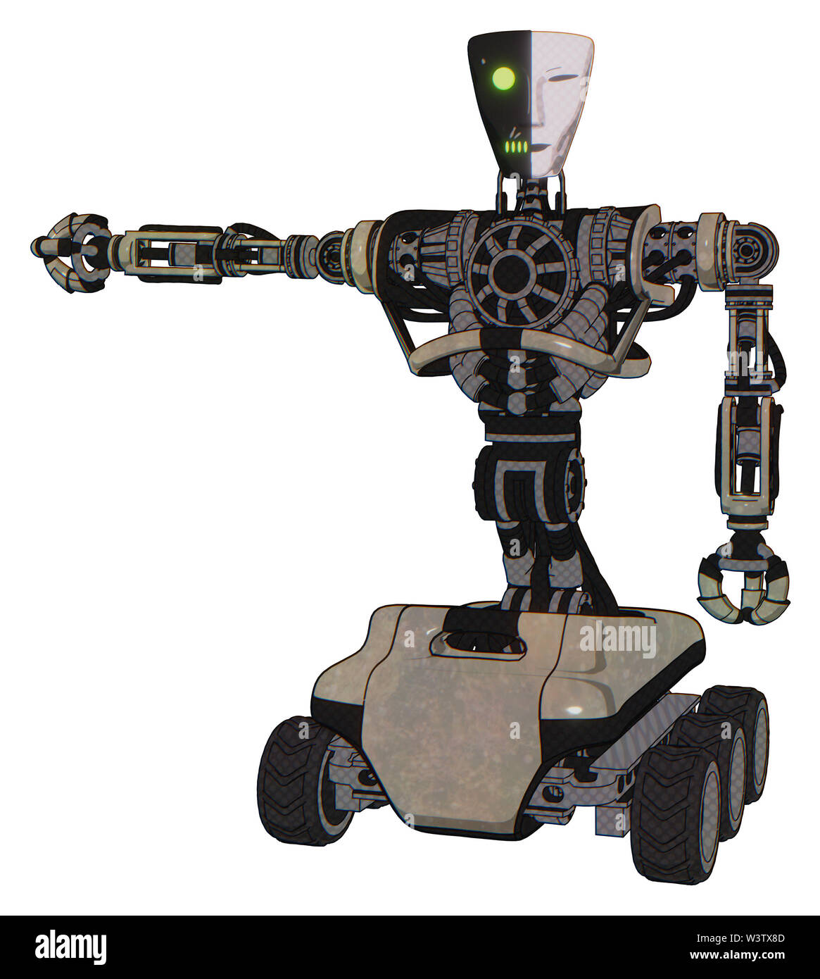 Mech containing elements: humanoid face mask, two-face black white mask ...