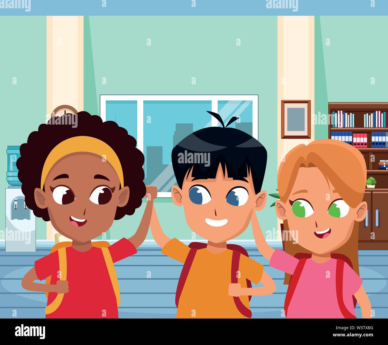 childhood cute school students cartoon Stock Vector Image & Art - Alamy