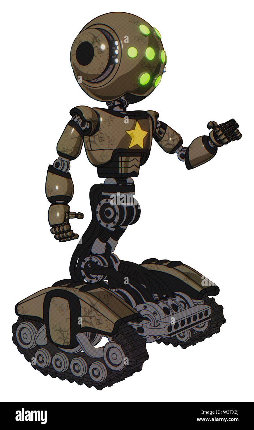 Droid containing elements: round head, green eyes array, head light ...