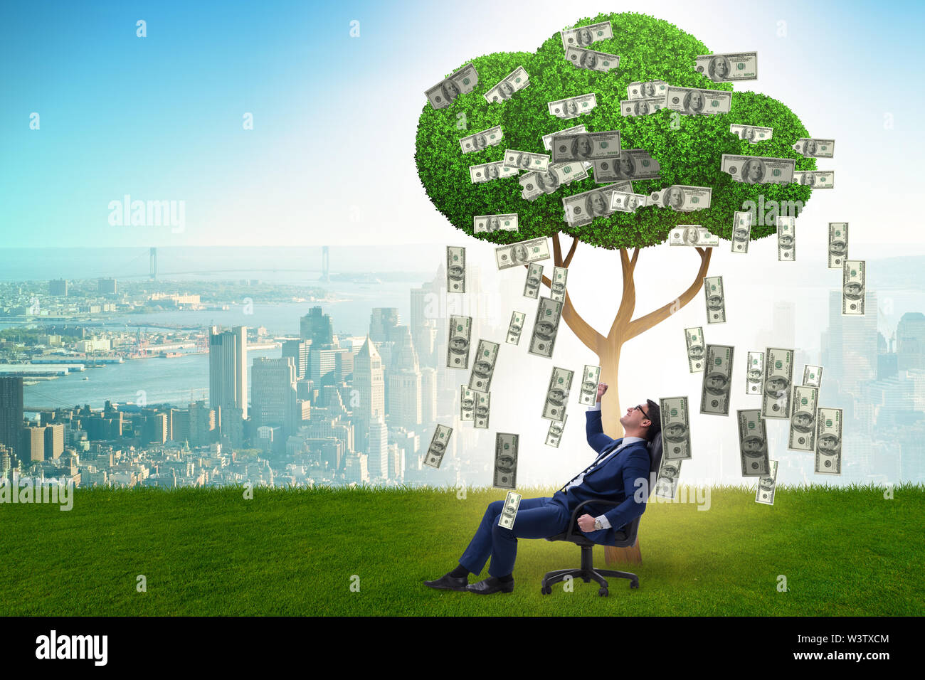 The businessman with money tree in business concept Stock Photo - Alamy