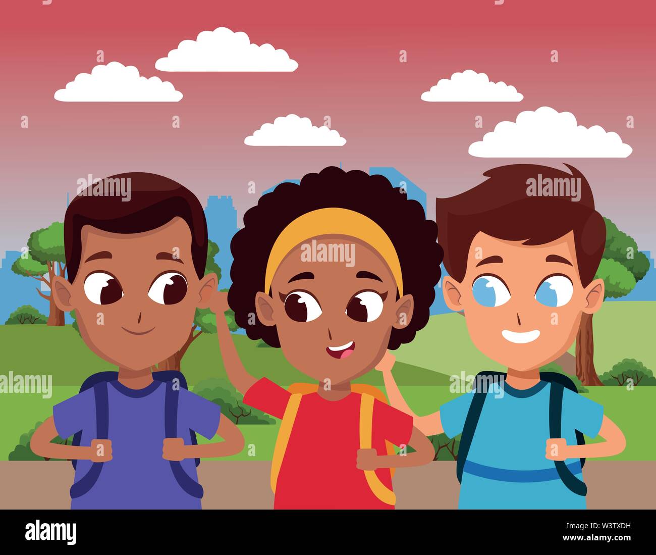 childhood cute school students cartoon Stock Vector Image & Art - Alamy