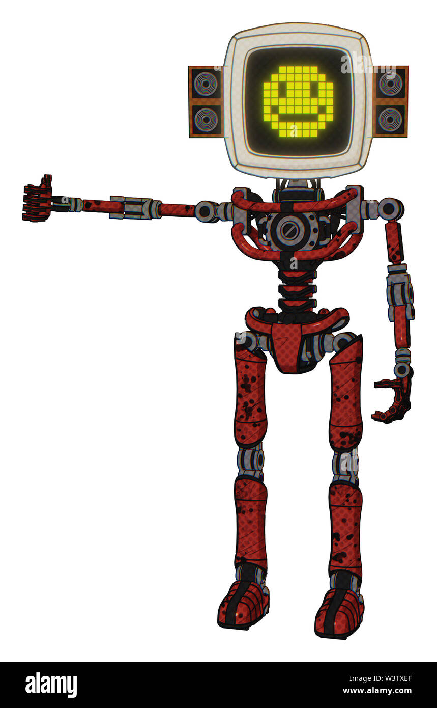 Automaton containing elements: old computer monitor, pixel design of ...