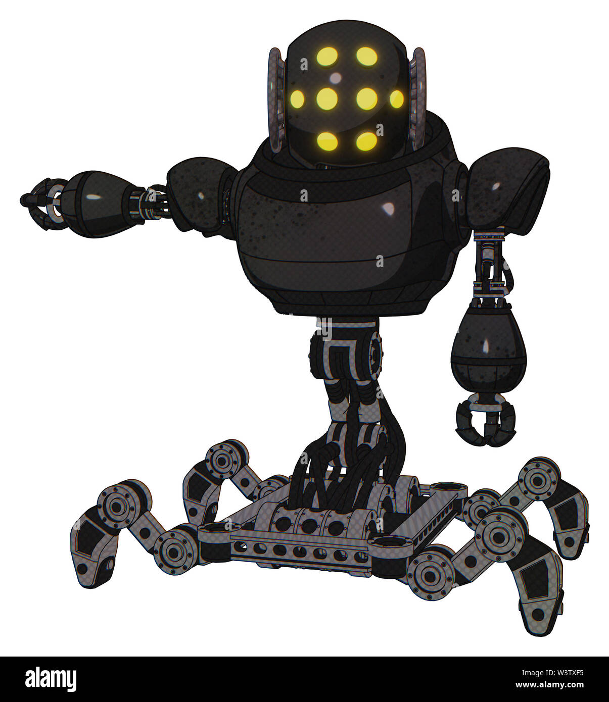 Droid containing elements: round head, yellow eyes array, heavy upper ...