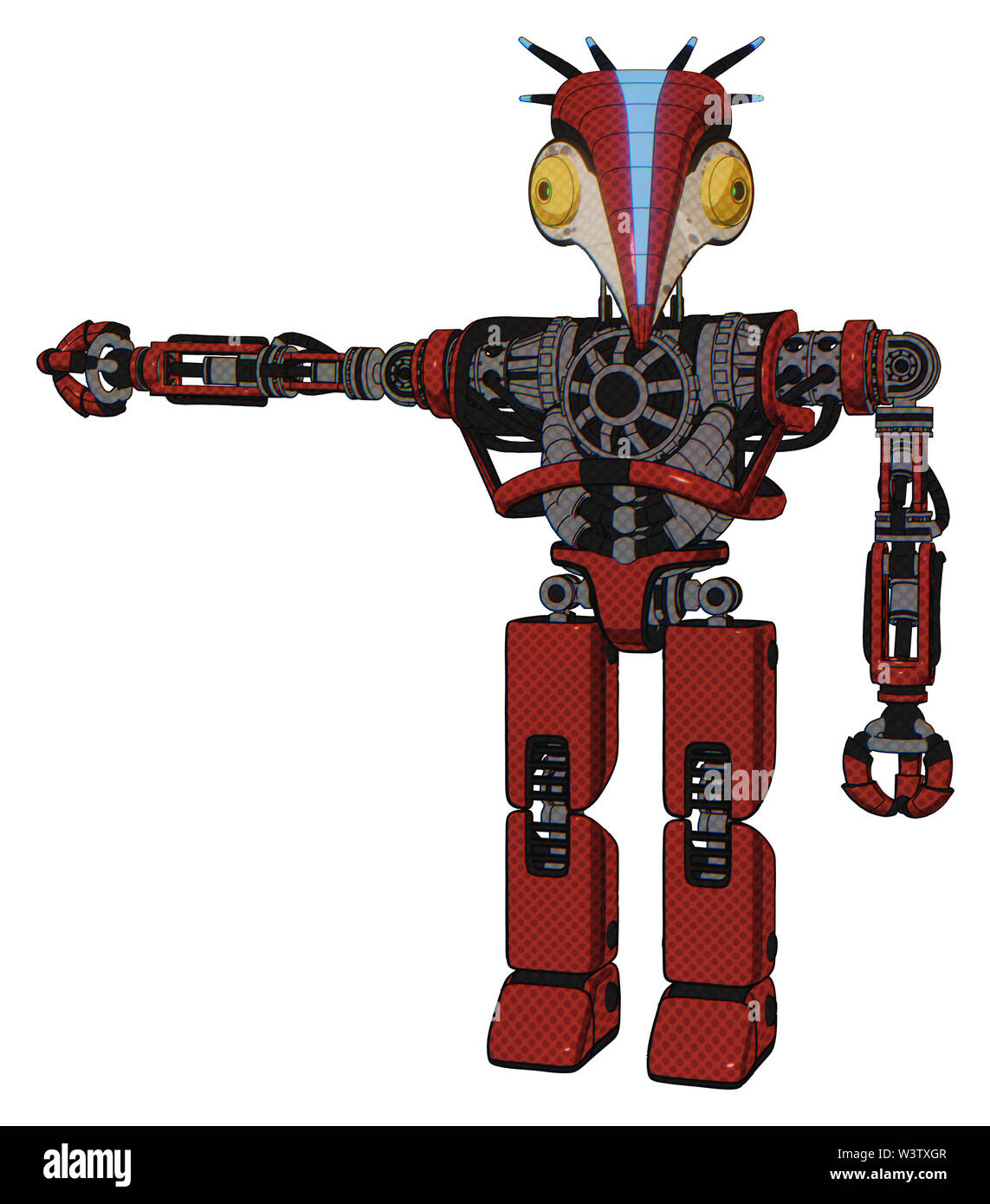 Automaton containing elements: bird skull head, brass steampunk eyes ...