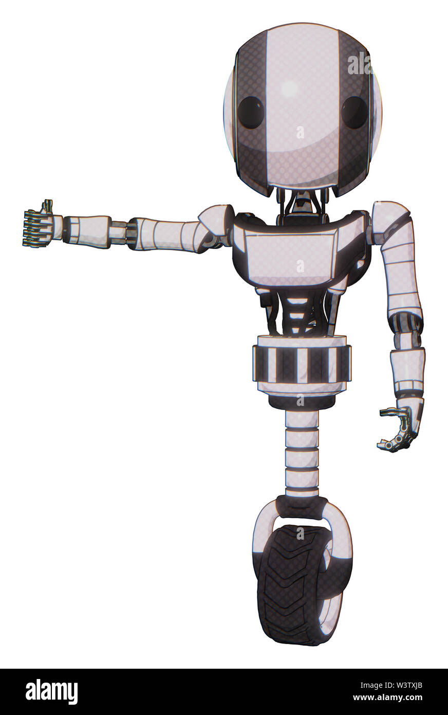 Cyborg containing elements: round head, maru eyes, light chest ...