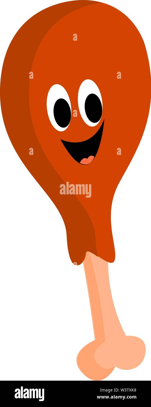 Happy chicken leg, illustration, vector on white background Stock ...