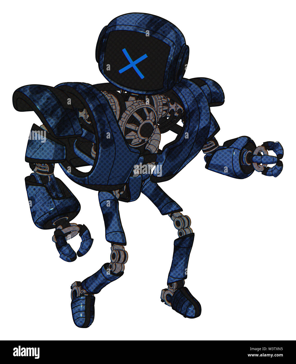 Robot containing elements: digital display head, x face, heavy upper ...