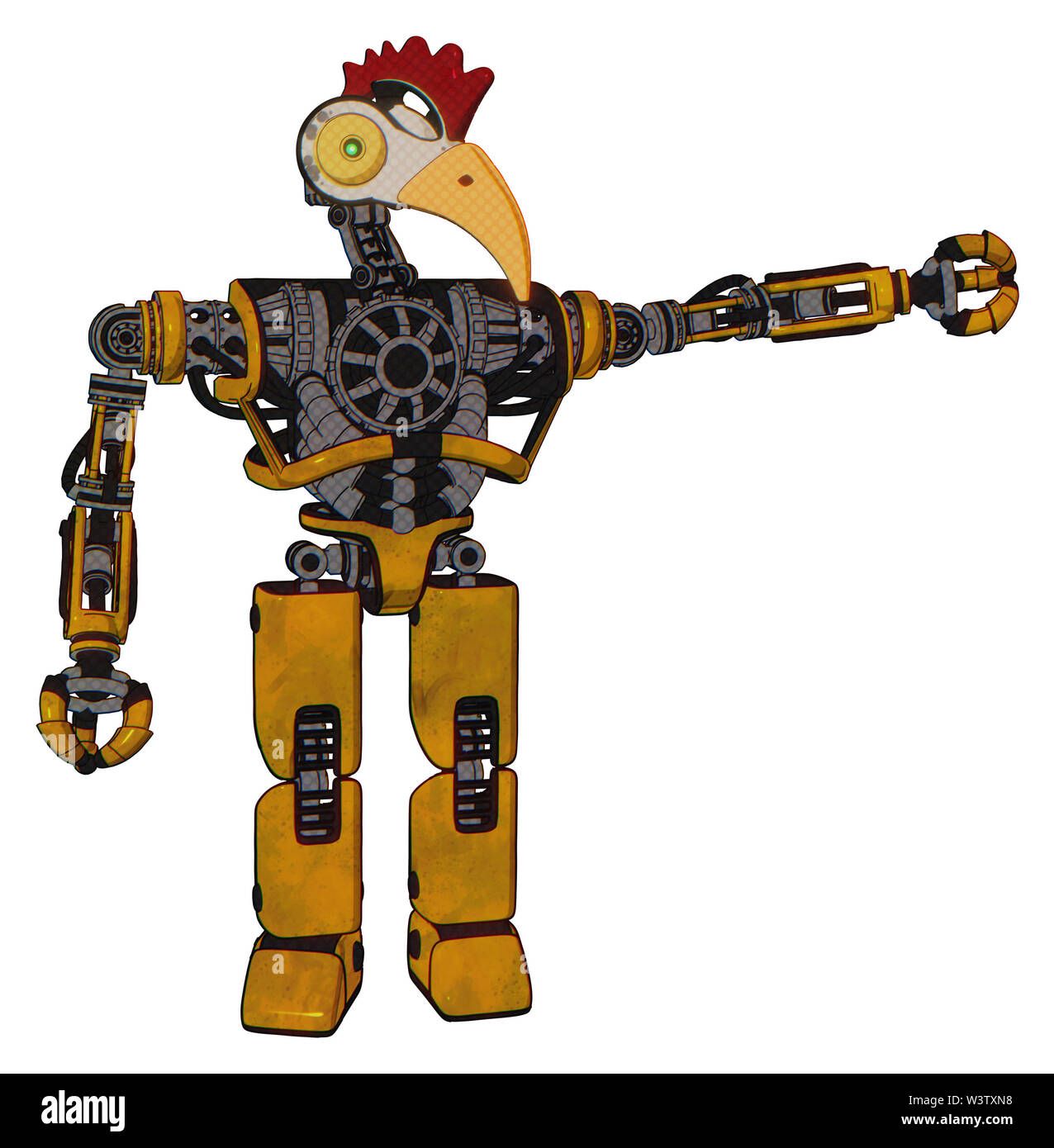 Cyborg containing elements: bird skull head, brass steampunk eyes ...