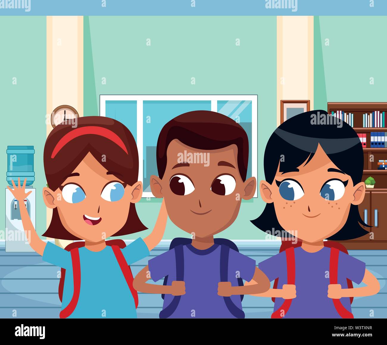childhood cute school students cartoon Stock Vector Image & Art - Alamy