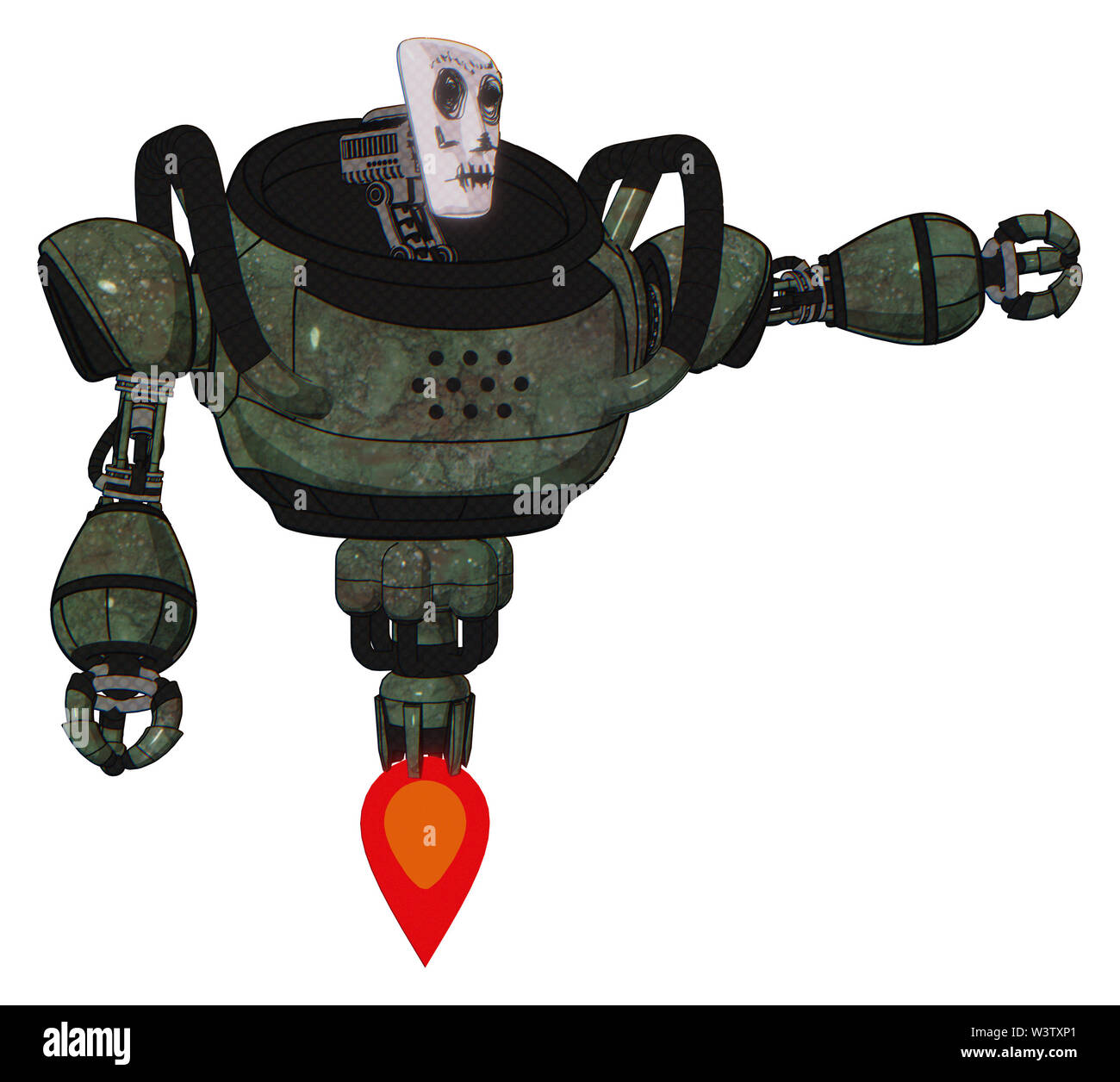 Robot containing elements: humanoid face mask, skeleton war paint ...