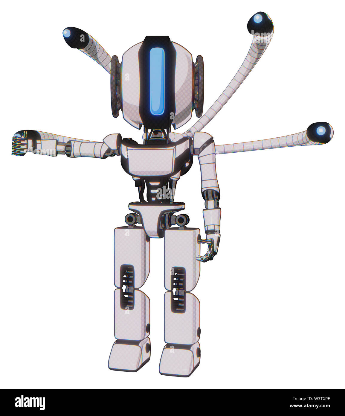 Bot containing elements: round head, large vertical visor, light chest ...