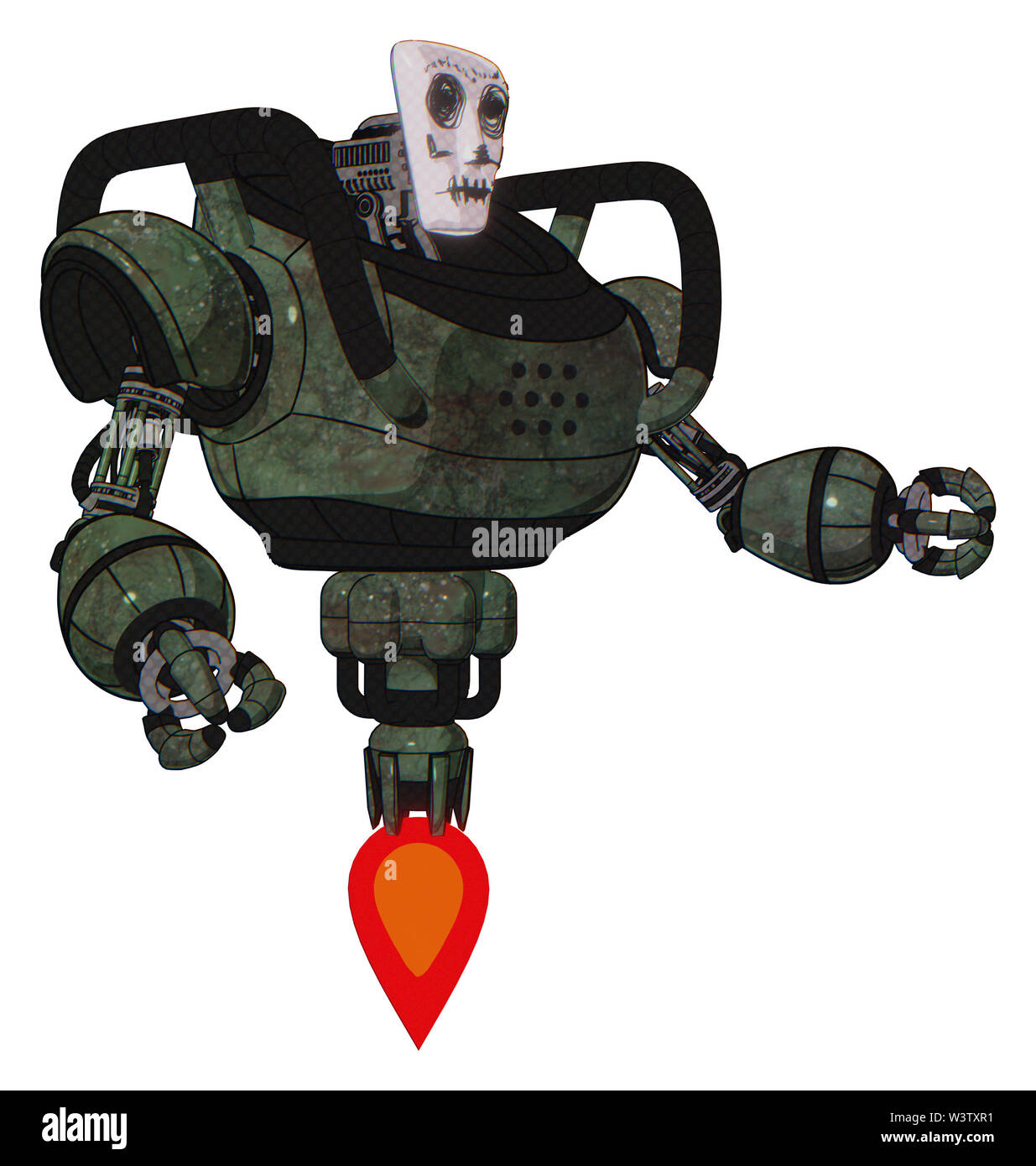 Robot containing elements: humanoid face mask, skeleton war paint ...