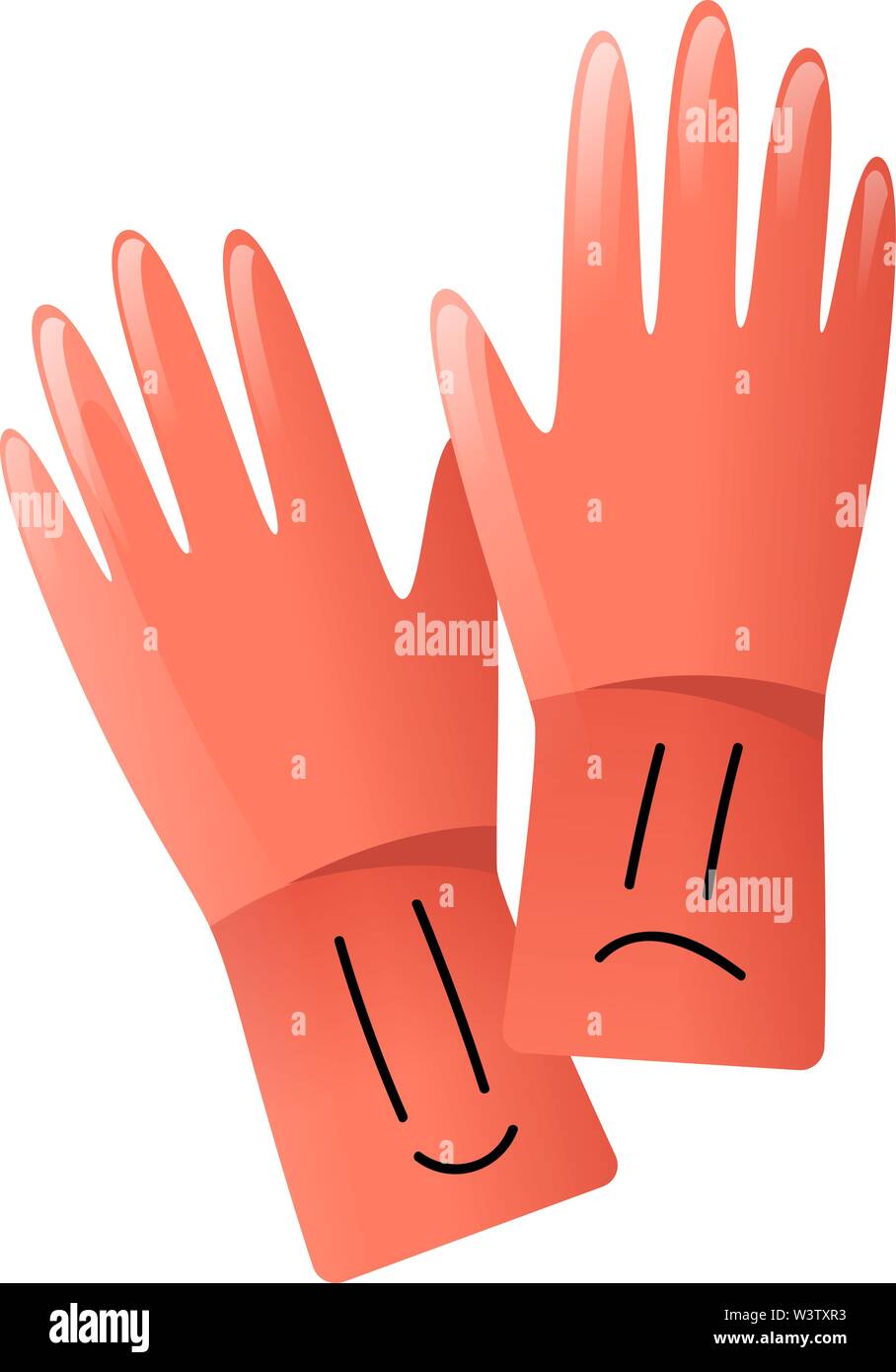 Red cleaning gloves, illustration, vector on white background Stock ...