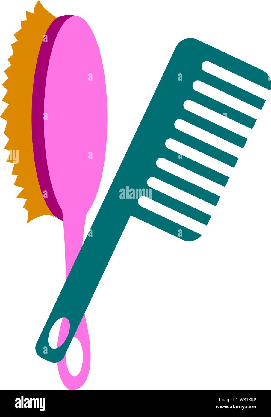 Brush and comb, illustration, vector on white background Stock Vector ...