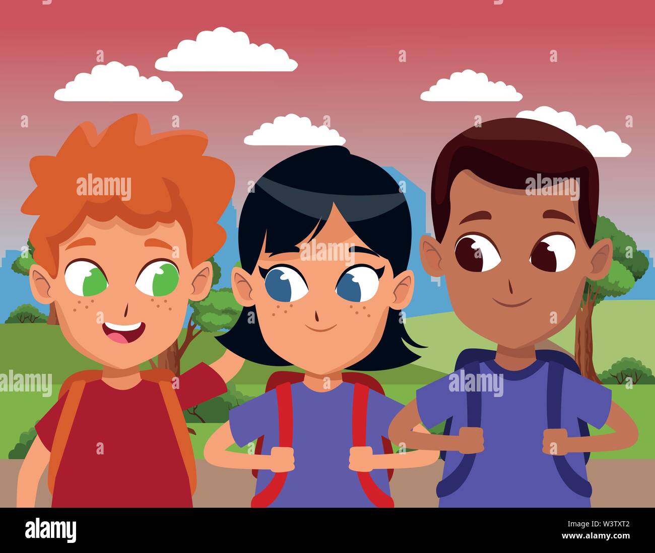 childhood cute school students cartoon Stock Vector Image & Art - Alamy